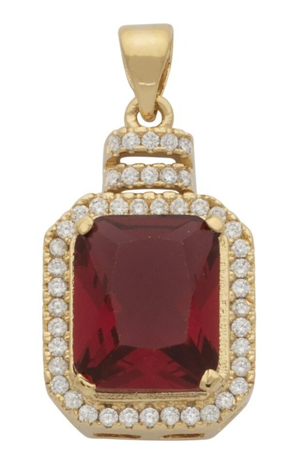 CZP-725 | CZ/Ruby Square Pendant · Goldfathers Jewelry